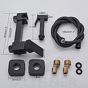 MINJING Bidet Shower Faucet Matte Black, Hot and Cold Water Mixer Toilet Spray, Single Handle Wall Mount Bidet Faucets, Bidet Sprayer for Toilet