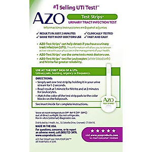 AZO Urinary Tract Infection (UTI) Test Strips, Accurate Results in 2 Minutes, Clinically Tested, Easy to Read Results, Clean Grip Handle, #1 Most Trusted Brand, 3 Count