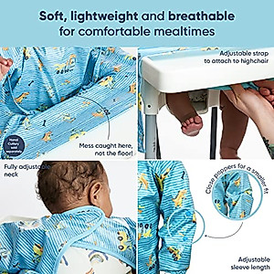 BIBaDO Mess Proof Baby Feeding Bibs, Long Sleeve Weaning Essential 6 to 36 Months Toddlers Shirt Bib, Waterproof, Machine Washable