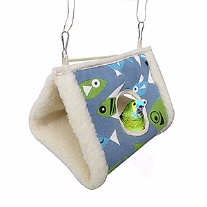 Bird Nest Tent Hammock Winter Warm Sleeper Hanging Swing Nest Thickened Bed House for Small Parrot Parakeet Cockatiel Conure Cockatoo Lovebird Budgie Finch Canary Cage Perch (A)