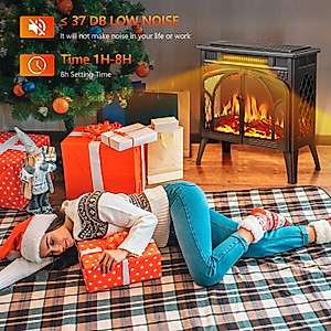 R.W.FLAME Electric Fireplace Heater 25" with Remote Control, Cathedral Stylish, Different Flame Effects and Log Set Colors, Adjustable Brightness and Heating Mode, Overheating Safe Design