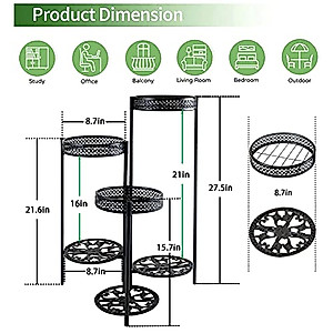 BNNMKL 6 Tier Plant Stand Indoor Outdoor, Tall Plant Shelf Multiple Flower Pot Holder, Metal Wrought Iron Planter Shelf Plant Display Rack for Garden Patio Lawn Balcony Black