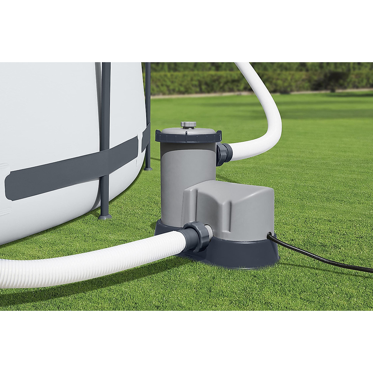 Bestway 58390E Flowclear 1500 GPH Filter Pump for 300 to 8,400 Gallon Above Ground Swimming Pool with Adaptors and Energy Saving Plug