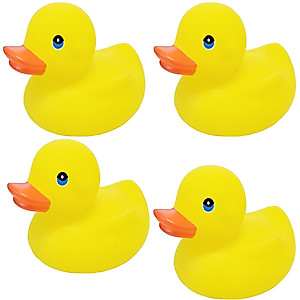 Yellow Rubber Duck Toy Duckies for Kids, Bath Birthday Gifts Baby Showers Classroom Incentives, Summer Beach and Pool Activity, 3.5" Inch (4-Pack)
