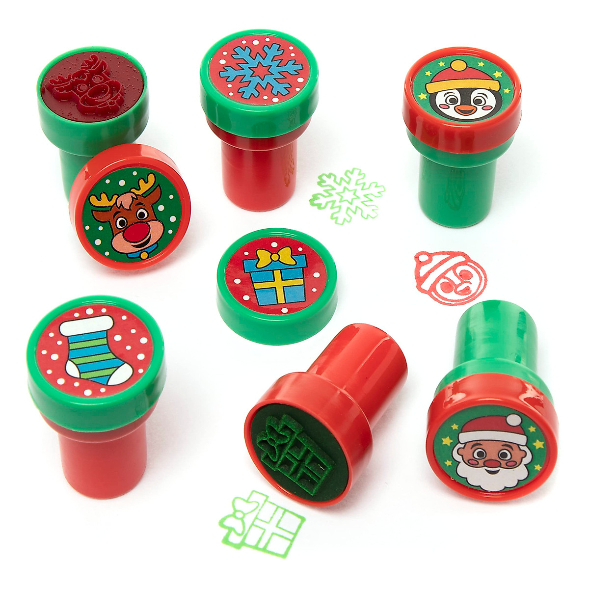 Baker Ross FC199 Christmas Self-Inking Stampers - Pack of 12, Ink Stamps, Stamp Set for Children, Ideal for Kids Arts and Crafts Projects