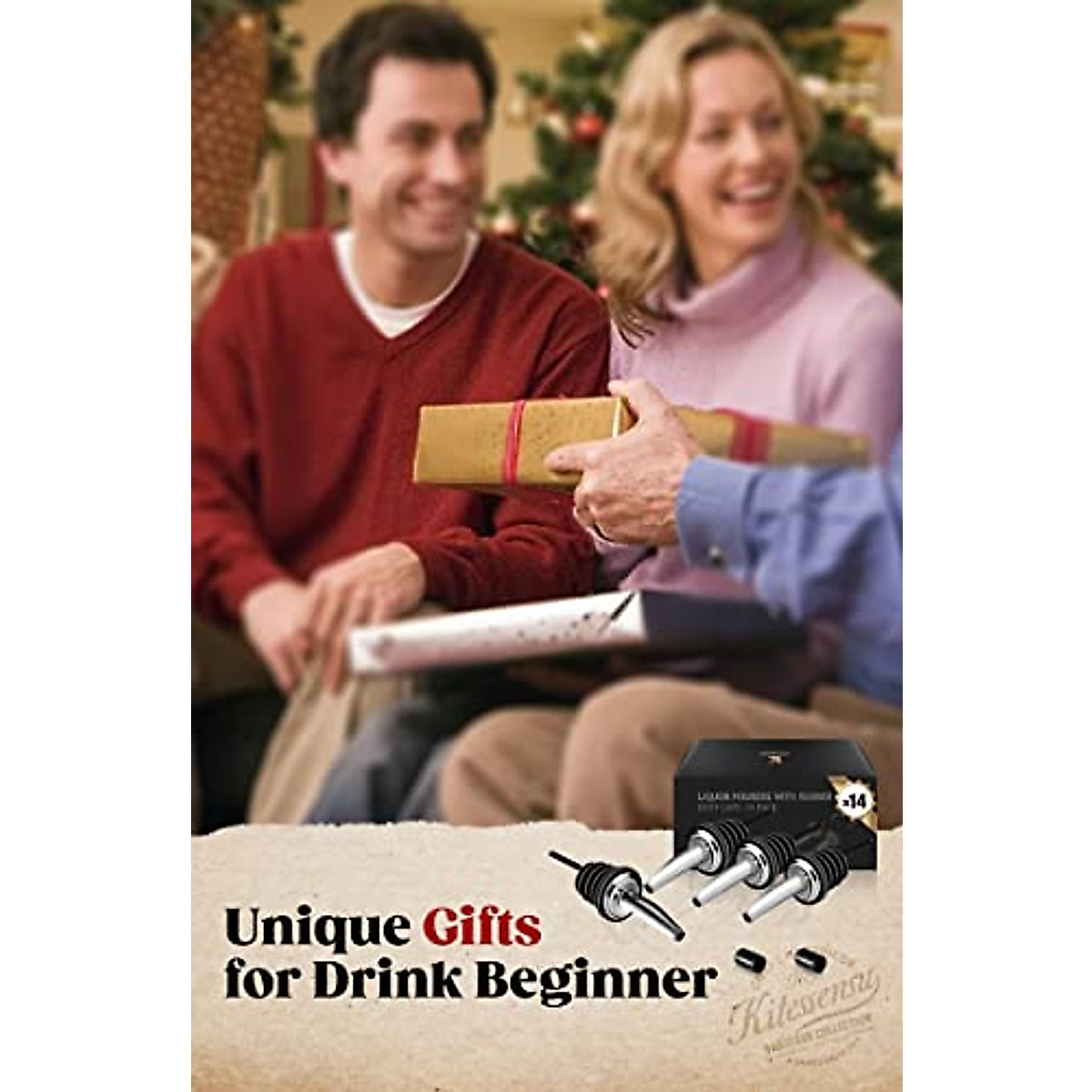 KITESSENSU 14 Pack Liquor Pourers, Stainless Steel Liquor Bottle Pourers for Alcohol, Bar Accessories Pour Spouts with Rubber Dust Caps