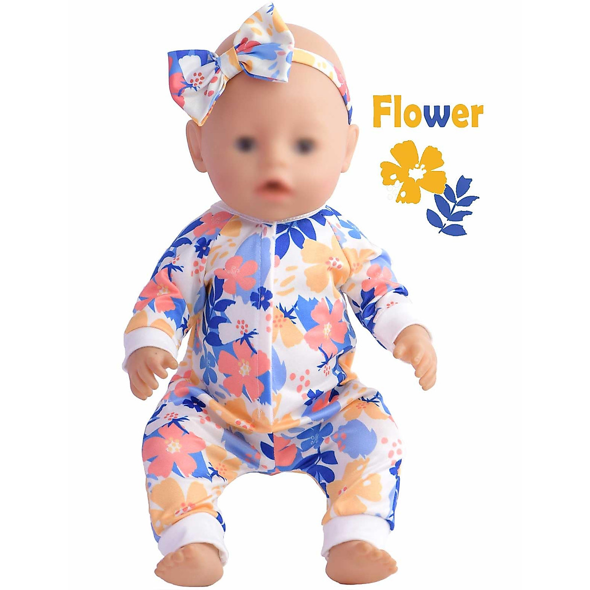 Sweet Dolly Baby Doll Accessories 5 Set Baby Doll Clothes and Headbands for 14-18 Inch Dolls, 10 PCs in Total