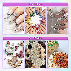 4320pcs Face Gems for Makeup with Glue, 2-5mm Colorful Beads & 2.4-6mm Round Glass Crystal AB & Clear Gems & 4 Colors Cosmetic Chunky Glitter with Dotting Tools, Eye Jewels for Body Make-up, Nail Art