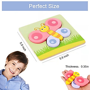 DuLaSeed Wooden Puzzles Toys for 1 2 3 Year Old Boys Girls Toddlers, 6 Packs Jigsaw Puzzles Montessori Toys with Storage Bag, Learning Educational Toy for Baby Kids Child in Christmas Birthday