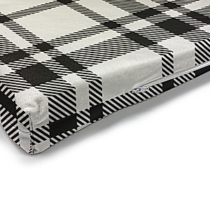 Ambesonne Plaid Bench Cushion for Kitchen & Bedroom Tartan Pattern Graphic Grid Art Design with Traditional Influences Standard Size Foam Pad and Decorative Fabric Cover 45" x 15" x 2" Charcoal White