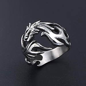 Gungneer Stainless Steel Dragon Ring Gothic Pattern Steampunk Jewelry Rebel Metal Accessory for Mens Womens 7/8/9/10/11/12/13