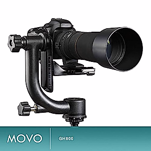 Movo GH800 MKII Carbon Fiber Professional Gimbal Tripod Head with Long and Short Arca-Swiss Quick-Release Plates - for Outdoor Bird/Wildlife Photography