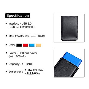 Prode 2.5 Inch Ultra Slim USB 3.0 Portable External Hard Drive 2TB for PC and Mac (2 tb, red)