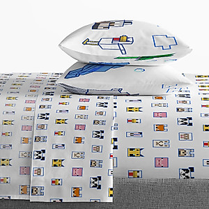 Jay Franco Minecraft Animal Patch Queen Sheet Set - 4 Piece Set Super Soft and Cozy Kid’s Bedding - Fade Resistant Microfiber Sheets (Official Minecraft Product)