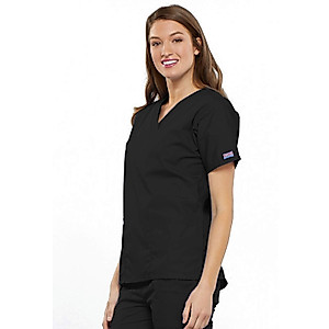 Cherokee womens V Neck medical scrubs shirts, Black, X-Large US