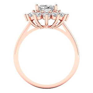 Clara Pucci 2.36 ct Oval Cut Solitaire W/Accent Halo Genuine Moissanite Wedding Promise Anniversary Bridal Ring 18K Rose Gold Size 6.5