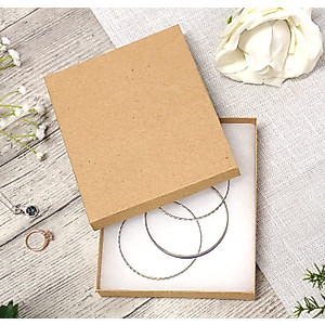 Cardboard Jewelry Boxes 10 Pack - 6"x5"x1" Bulk Cotton Filled Small Gift Boxes with Lids for Jewelry Packaging - Jewelry Gift Boxes for Shipping, Small Business, Accessories (Kraft)