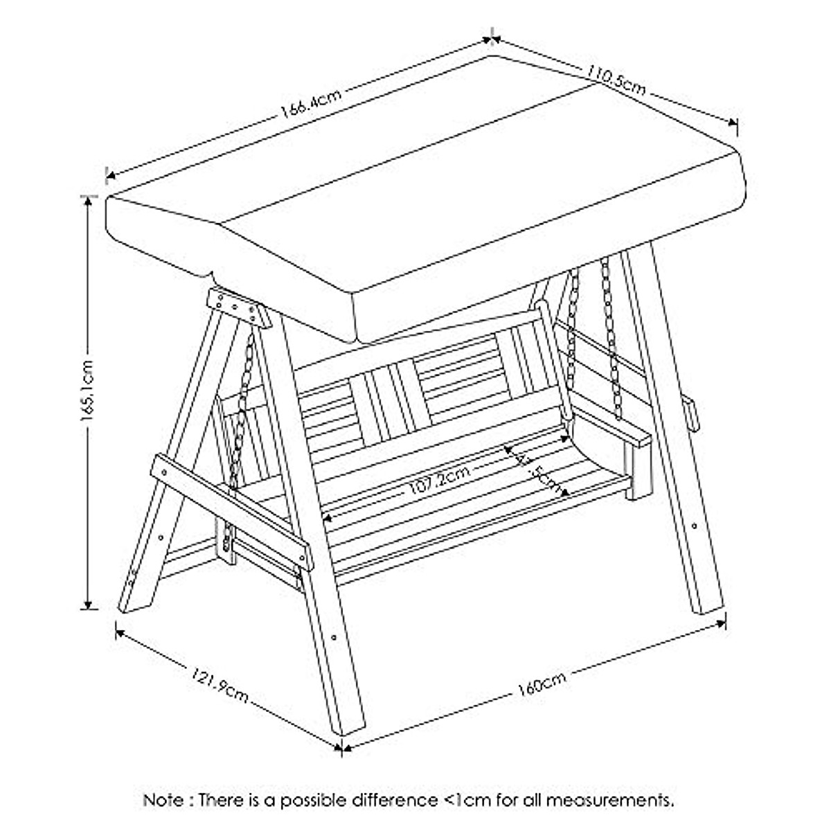 Furinno Tioman Hardwood Patio / Garden / Outdoor Porch Swing, Swing D, Natural