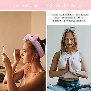 Exacoo Spa Headband, 6 PCS Bow Hair Band for Women Facial Makeup Head Band Knot Turban for Girls Head Wraps for Wash Spa Yoga Sports Shower (Pack of 6)