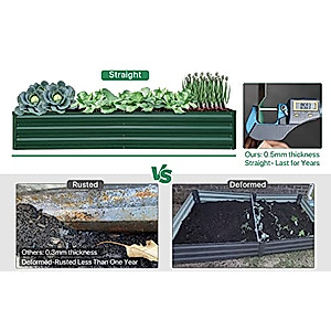 SONFILY Raised Garden Bed Outdoor,Raised Garden Bed for Gardening Garden Boxes Outdoor Metal Raised Garden Beds Galvanized Outdoor,6x3x1ft Green with 2 Packs Plant Support and 1 Pack Glove.