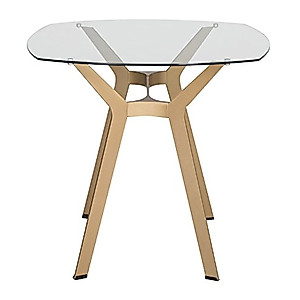 Studio Designs Home Archtech Modern Glass Desk/Dining Table, 48", Gold/Clear Glass