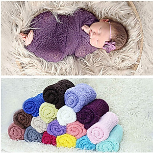Matissa Newborn Baby Photography Prop Swaddle Cheesecloth Knit Crochet Wrap 16 Colors Available (Brown)