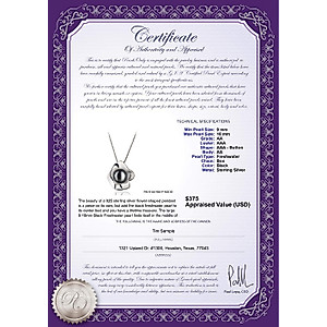 Rocio Black 9-10mm AA Quality Freshwater 925 Sterling Silver Cultured Pearl Pendant For Women