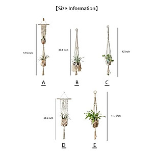 WXS-CHALL 5 Pack Macrame Plant Hangers Hanging Planter, Cotton Rope Hanging Plant Holders Decorative Flower Pots Indoor Outdoor Boho Home Decor (5 Size and 10 Hooks)