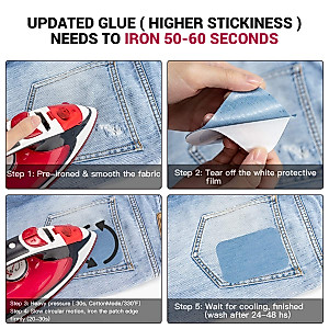 Iron on Patches for Clothing Repair 20PCS, Denim Patches for Jeans Kit 3" by 4-1/4", 4 Shades of Blue Iron On Jean Patches for Inside Jeans & Clothing Repair