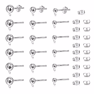 Post Earrings for Jewelry Making 18 Pcs Ball(3/4/5mm) Post Earring Stud with Closed Loop 22 Pcs Butterfly Earrings Replacements for DIY Jewelry Making Findings