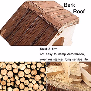 Hamiledyi Guinea Pig Wooden House, Chinchilla Space Natural House with Window Pets Large Hideout Play Hut for Gerbil Ferret Squirrel Rats Mice Hedgehog