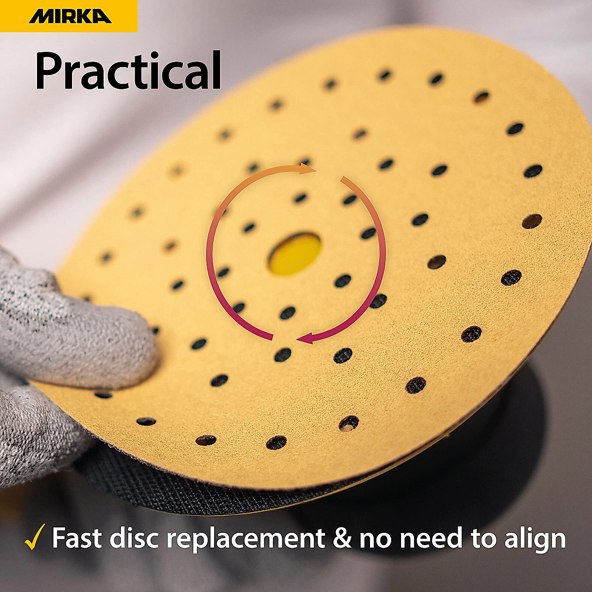 Mirka Gold Multifit 5'' Sandpaper Grit 80 Hook and Loop, 50 Pack 5 inch Sanding Discs for Orbital Sander, Sand Paper Pads for Wood, Drywall, Metal