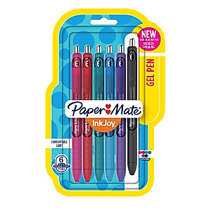 Paper Mate InkJoy Gel Pens, Medium Point, Assorted Colors, 6 Count
