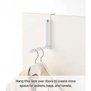 Yamazaki Home 7161 Over The Door Alloy Steel Hooks - Folding Hanging Coat Rack