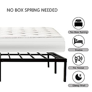 Wulanos Queen Size Bed Frame, 3500lbs Heavy Duty Metal Platform with Steel Slats Support, Sturdy and Durable Noise-Free, 14 Inches High Bedframes with Ample Storage, No Box Spring Needed, Black