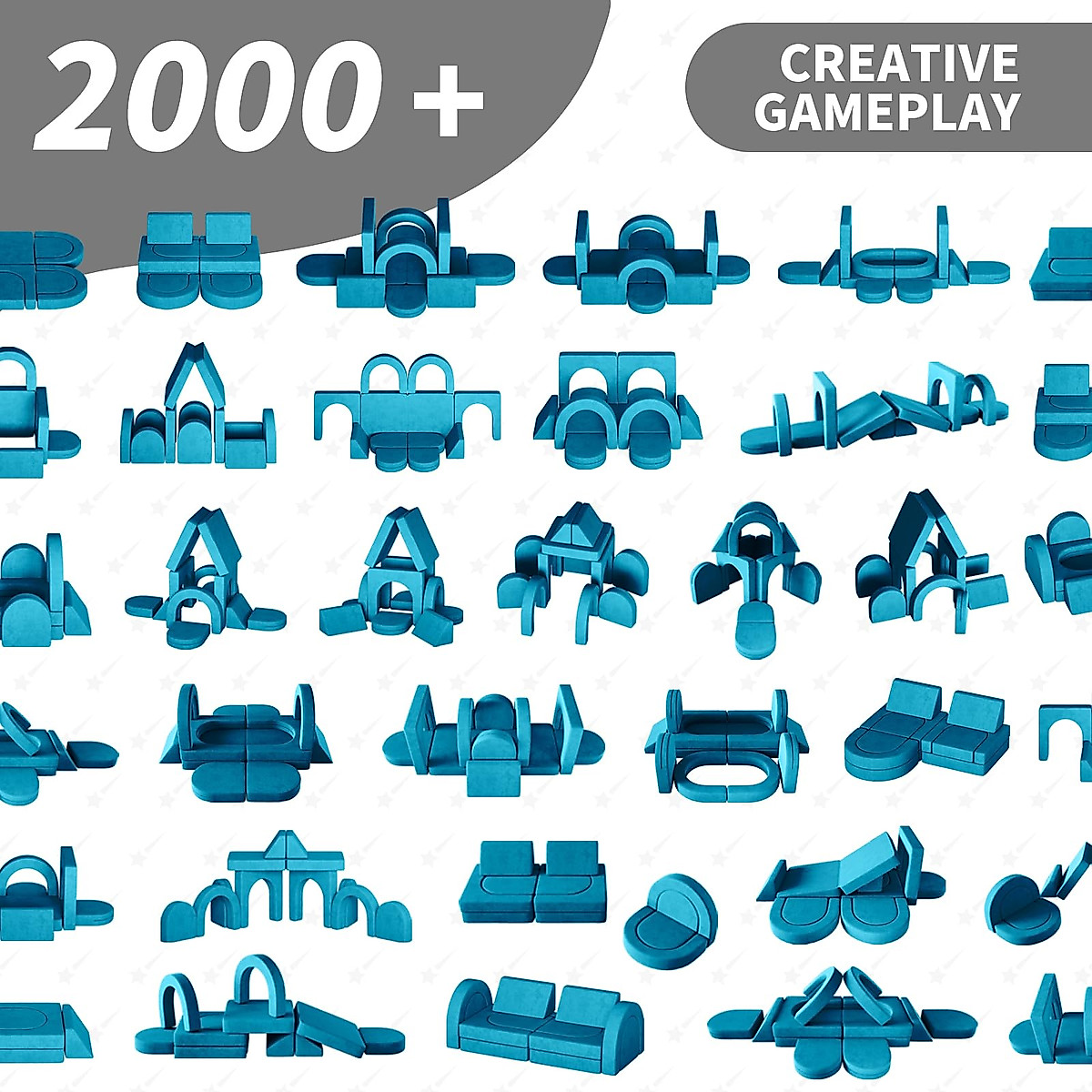 Kids Couch, 12PCS Modular Toddler Couch with 2 Triangular Cushions and 4 Arches, Fold Out Kids Couch for Playroom, Bedroom, Modular Kids Couch for Boys and Girls, Kids Play Couch for Kids (Blue)