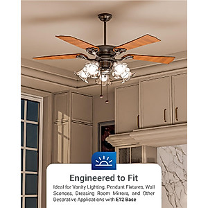 Sunco Lighting - 10 Pack E12 LED Bulbs Candelabra CRI92 5000K Daylight, 5W Equivalent 40W, 450 Lumens, Small Edison Screw Base E12, Non-Dimmable, Frosted Decorative G14 Globe Vanity Light Bulbs UL