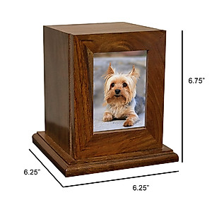 Medium Size Pet Photo Cremation Urn,Wooden Urn with Custom Engraving- Holds 75 pounds