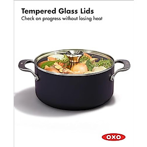 OXO Professional 5QT Stock Pot with Lid, Hard Anodized Ceramic Nonstick Cookware PFAS-Free, Stainless Steel Handles, Induction Suitable, Diamond Reinforced Coating, Dishwasher and Oven Safe, Black