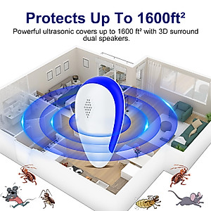2024 Upgraded Ultrasonic Repeller 2 Packs, Indoor Ultrasonic Repellent Insect Defense for Bugs for Roach, Rodent, Mouse, Bugs, Ant, Mosquito, Mice, Spider, Electronic Plug in Pest Control