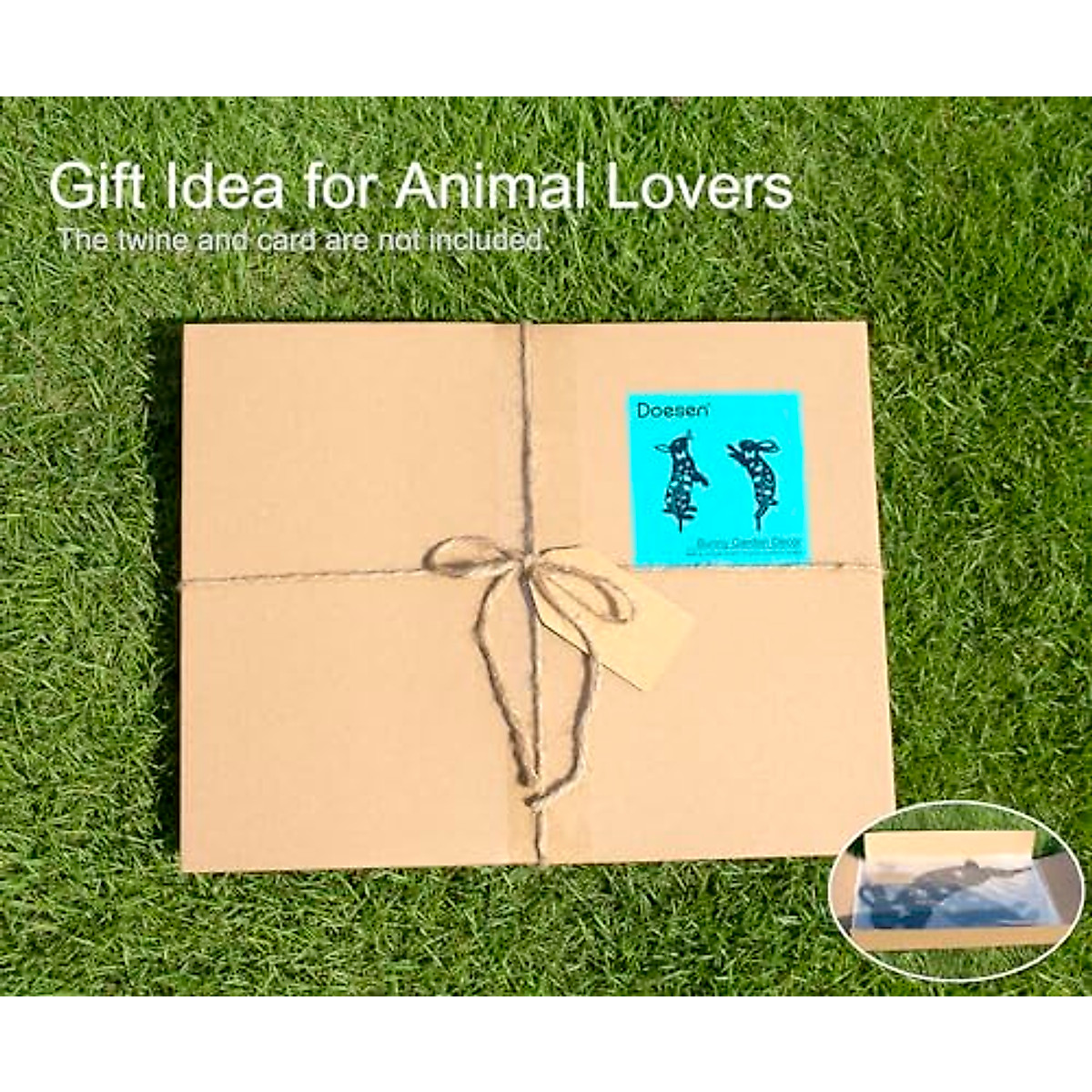 Doesen Metal Bunny Garden Decor, 17" Rabbit Yard Decor, Metal Yard Art Animals Garden Stakes Rabbit Silhouette, Rabbit Yard Decorations Outdoor, Bunny Garden Art for Flowerbeds Planters Patios Lawn