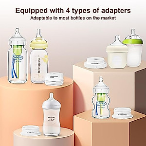 Bottle Warmer, Portable Bottle Warmer for Travel with 4 Adapters, Rechargeable Fast Heating Baby Bottle Warmer with Precise Temperature Selection for Baby Breastmilk, Water, Formula
