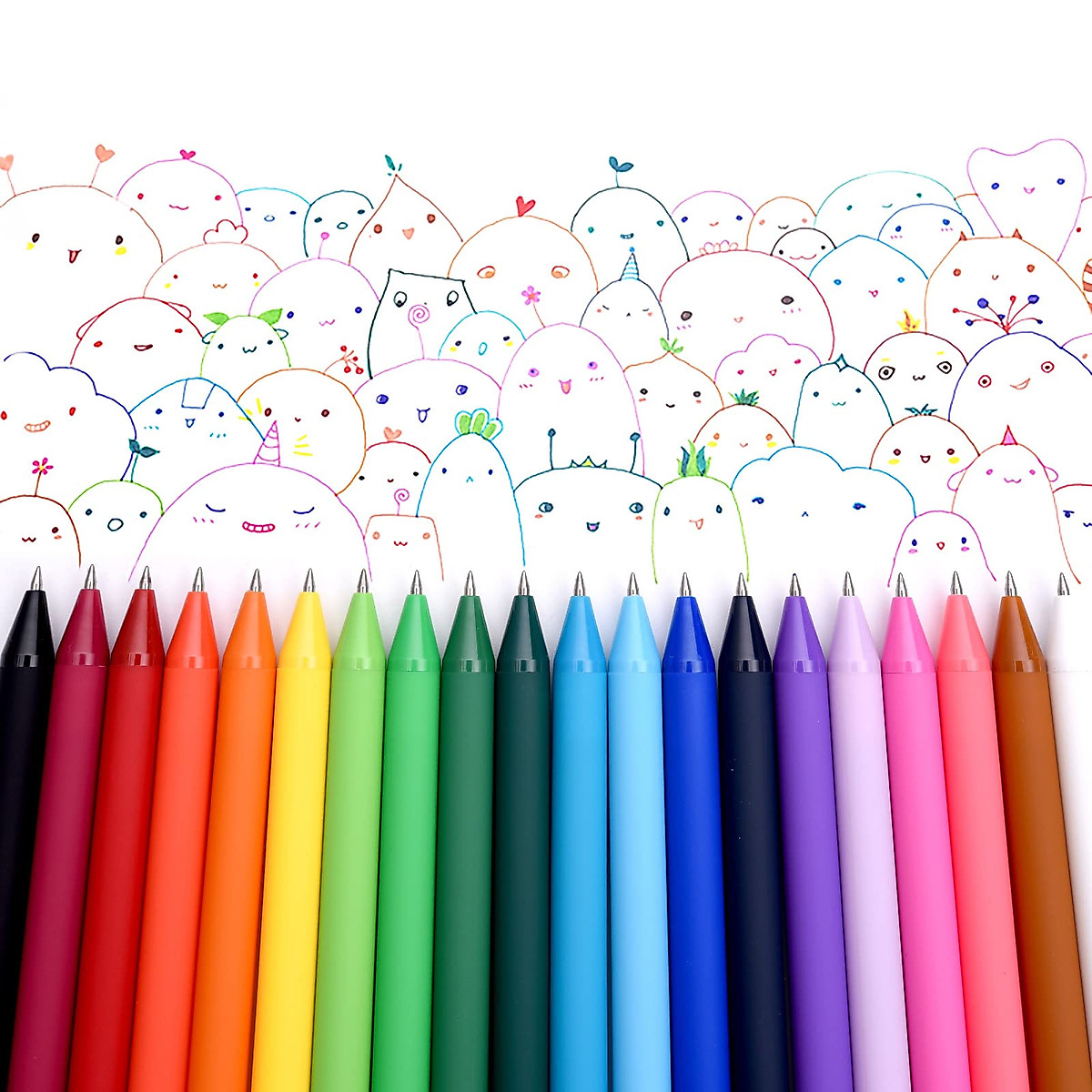 Kaco PURE Retractable Colored Gel Pens 20 Pieces Colorful Barrels Multi-color Ink Fine Point 0.5mm