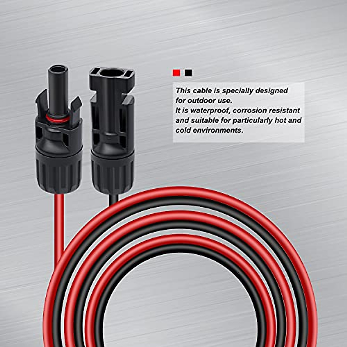 weideer Solar Panel Extension Cable 20FT 12AWG Connector Cable with Female and Male Extension Cable Wire Adapter Kit (20FT Red + 20FT Black) K-V001-12-20