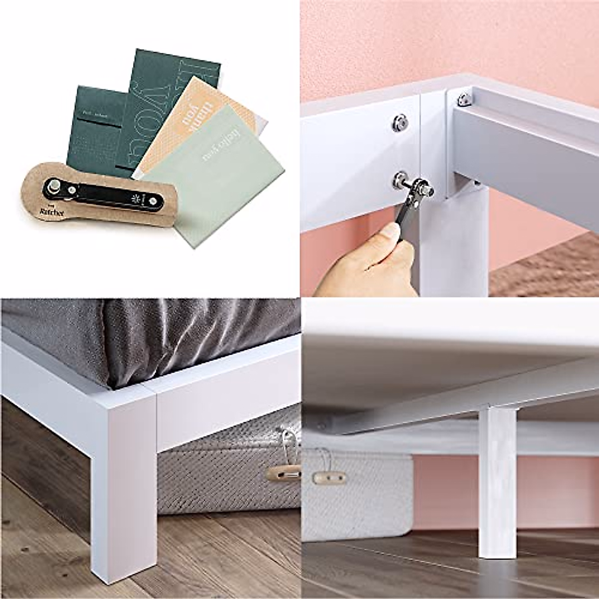 ZINUS Arnav Metal Platform Bed Frame, Wood Slat Support, No Box Spring Needed, Easy Assembly, White, Twin