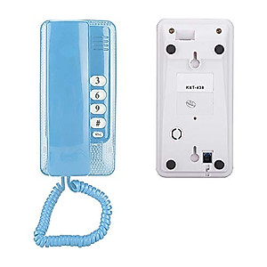 Bewinner Wired Corded Phone, Landline Phone Without Caller ID Display, Desktop Wall Phone for Home with Flash Function/Mute/Last Number Redial(Blue)
