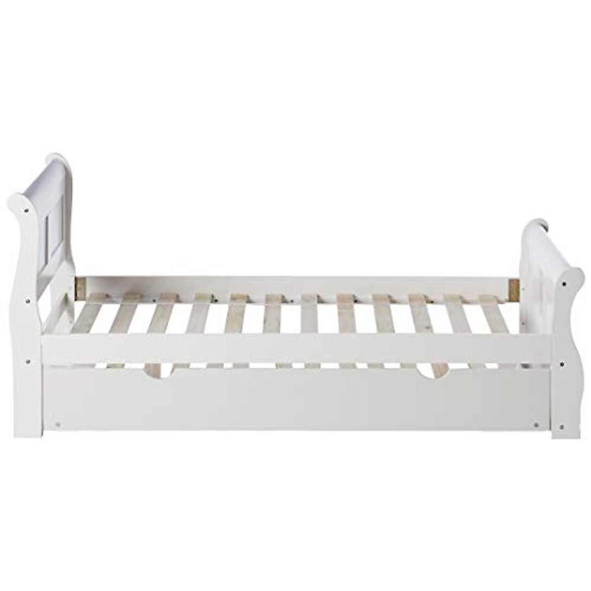 Donco Kids 325-TW_503-W Sleigh Bed withTrundle Bed, Twin/Twin, White
