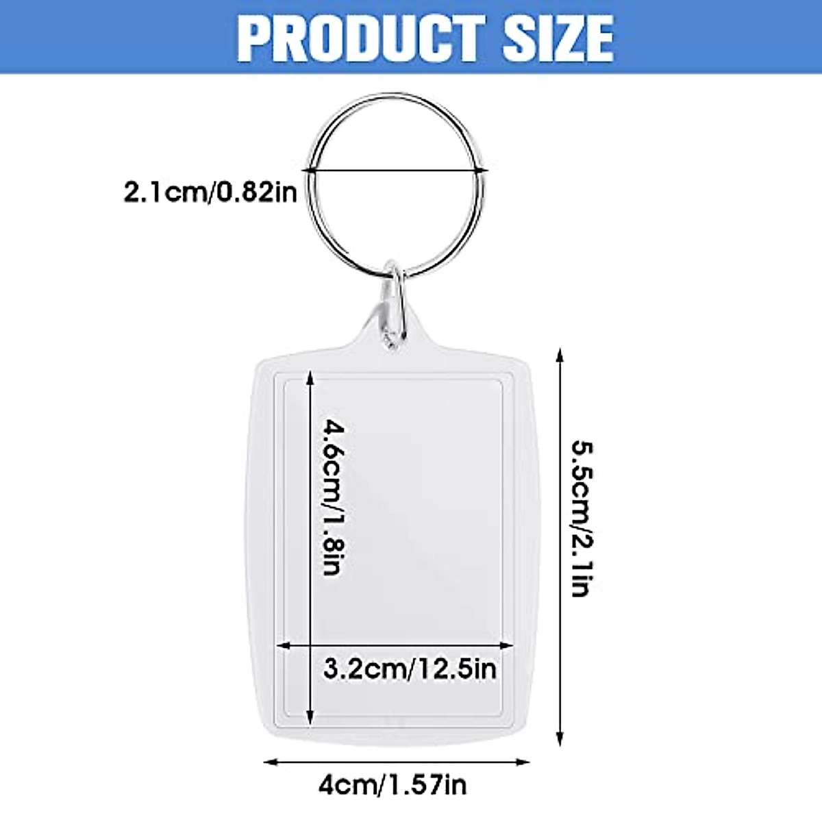Lusofie 10Pcs Clear Photo Keyring Keychain Acrylic Photo Picture Keychains Double Sided Picture Holder with Split Ring for Family Friend Photo Crafting Gift(2.1inch x 1.57inch)