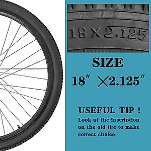 2 Pack 18"x2.125" Bike Tires with 2 Levers Replacement Bicycle Tires for Mountain Trail Road City Park Pavement Surface (18x2.125-2 Tires 2 Levers)