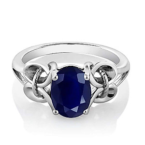 Gem Stone King 925 Sterling Silver Oval Gemstone Birthstone Engagement Ring | Oval 9X7MM | Wedding Anniversary Promise Ring For Women | Available in size 5, 6, 7, 8, 9